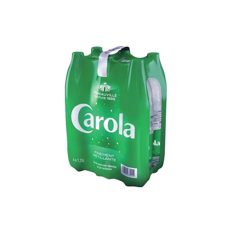 EAU GAZEUSE LEGERE CAROLA VERTE 1,25 Litre X 6, Pack bouteilles plastique